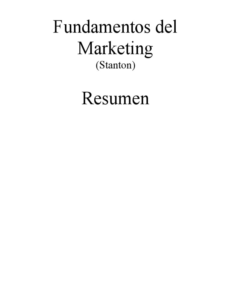 Fundamentos Del Marketing Stanton | PDF | Marketing | Planificación