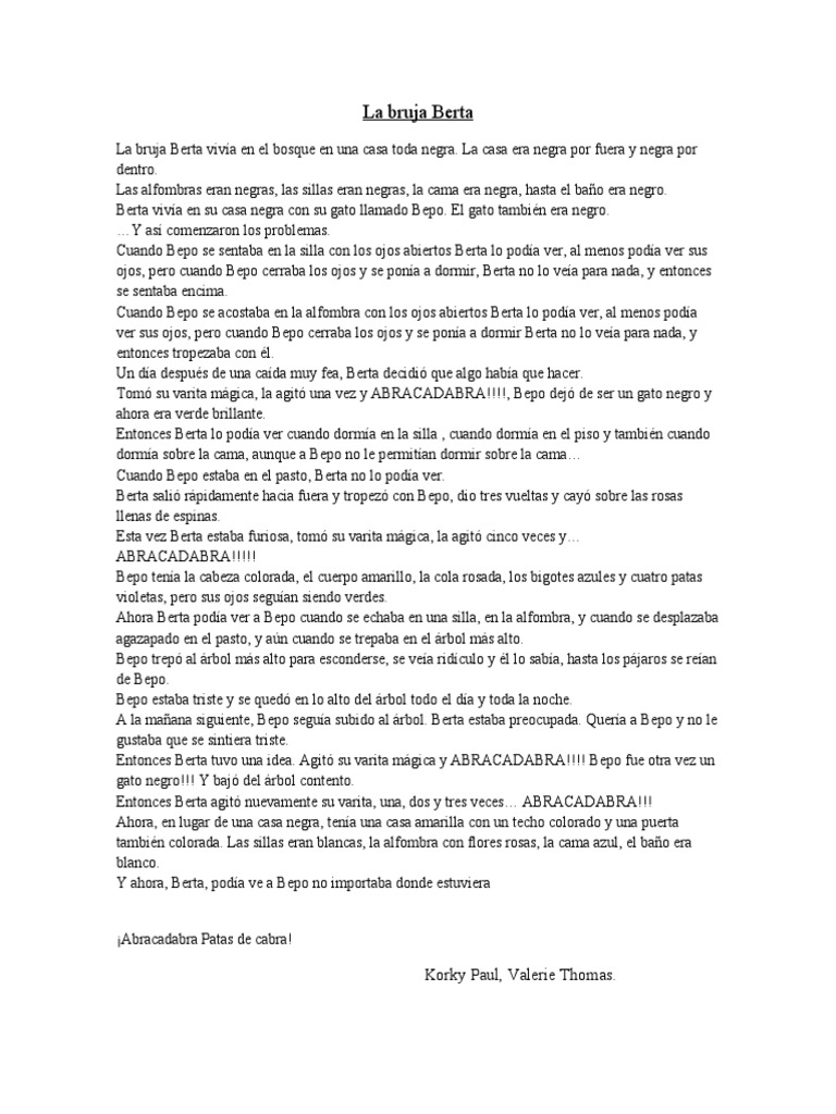 Cuento La Bruja Berta | PDF