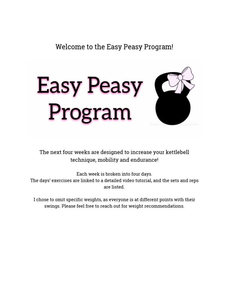 Easy Peasy Program | PDF | Kettlebell | Sports
