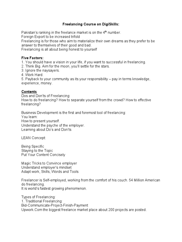 Freelancing Course On DigiSkills | PDF | Freelancer | Employment