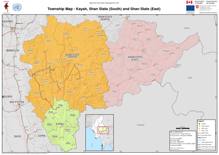 State Map Kayah Shan South Shan East MIMU1264v01 03aug2015 A1 1 | PDF ...
