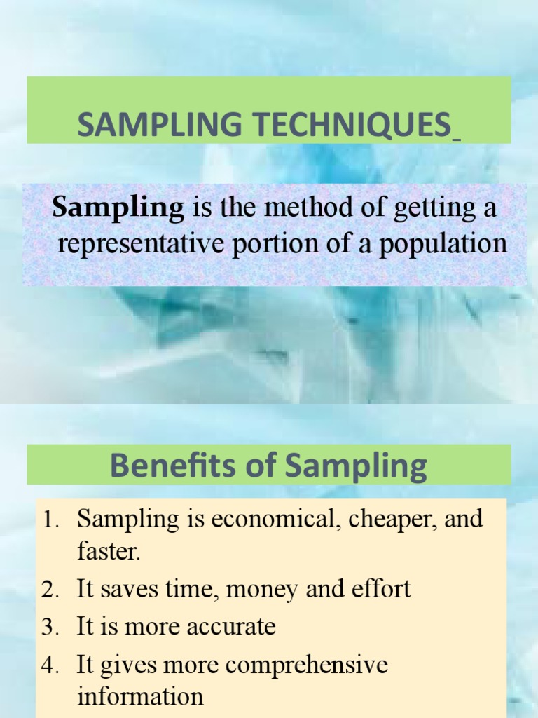 Sampling Techniques: Sampling Is The Method of Getting A | PDF | Randomness | Sampling (Statistics)