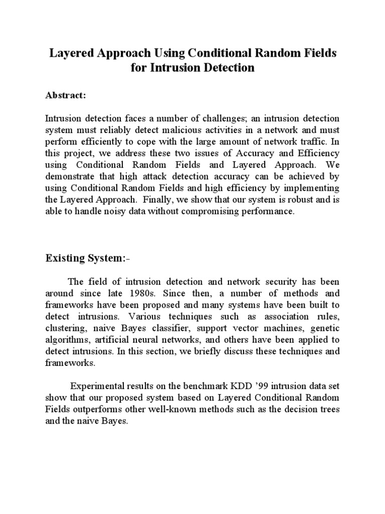 Layered Approach Using Conditional Random Fields For Intrusion Detection | PDF | Denial Of ...