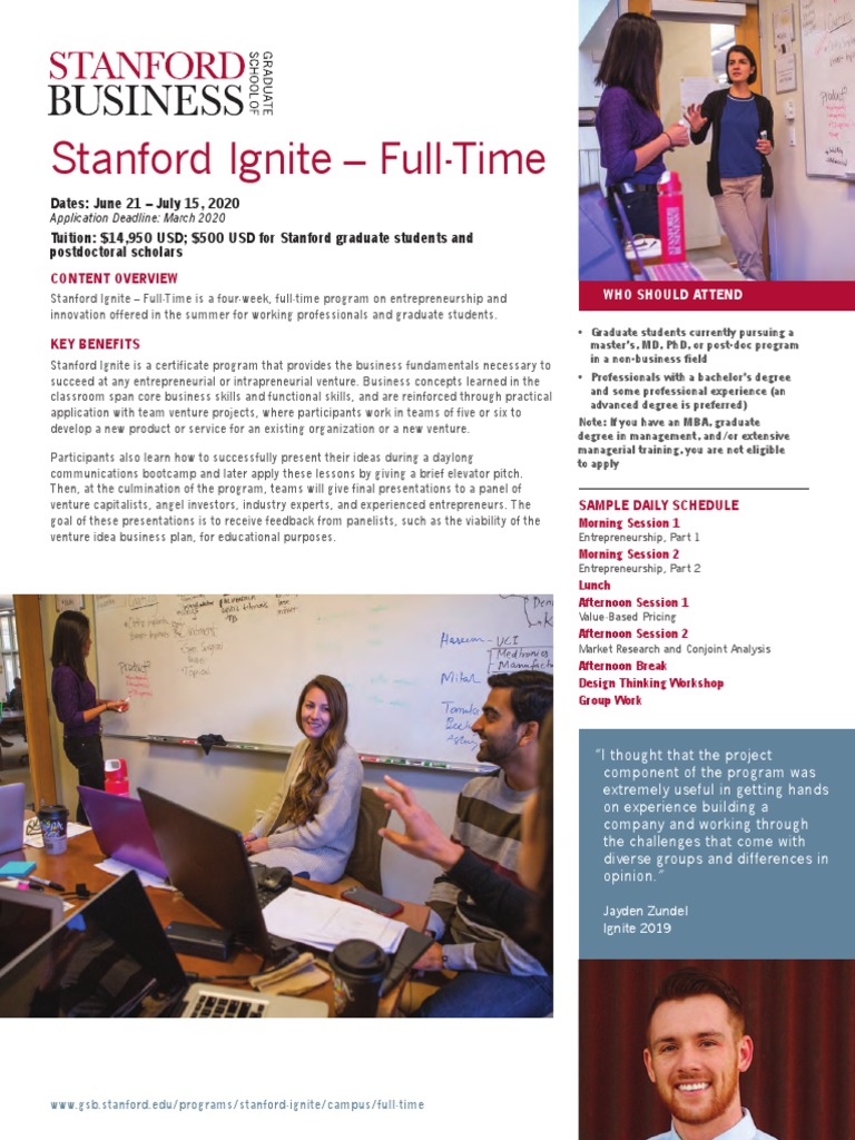 Stanford Ignite - Full-Time | PDF | Business Model | Entrepreneurship