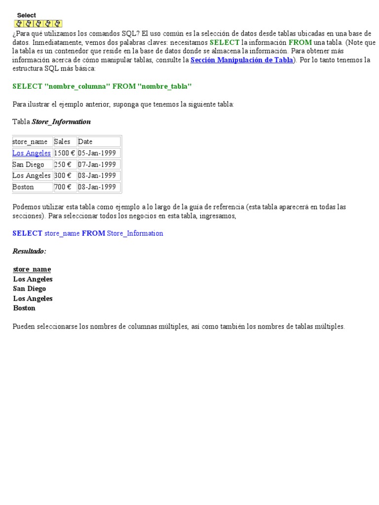 Comandos Basicos de SQL | PDF | SQL | Tabla (base de datos)