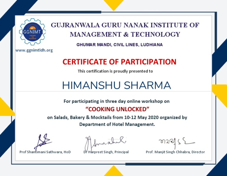 Certificate For HIMANSHU SHARMA For - Generate Certificate | PDF | Career & Growth | Business
