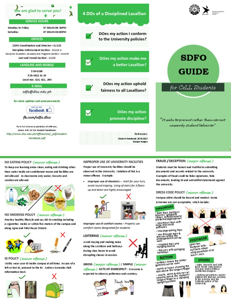 Sdfo Guide: 4 Dos of A Disciplined Lasallian | PDF | Dress | Clothing