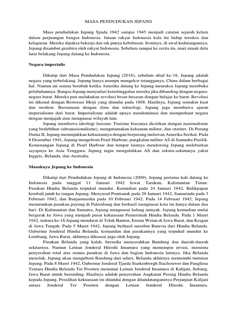 Masa Pendudukan Jepang | PDF