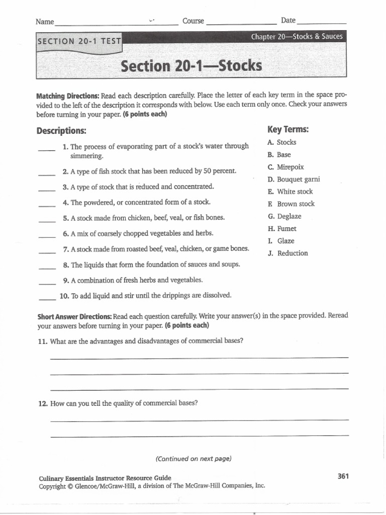 Chapter 20 Stocks & Sauces | PDF
