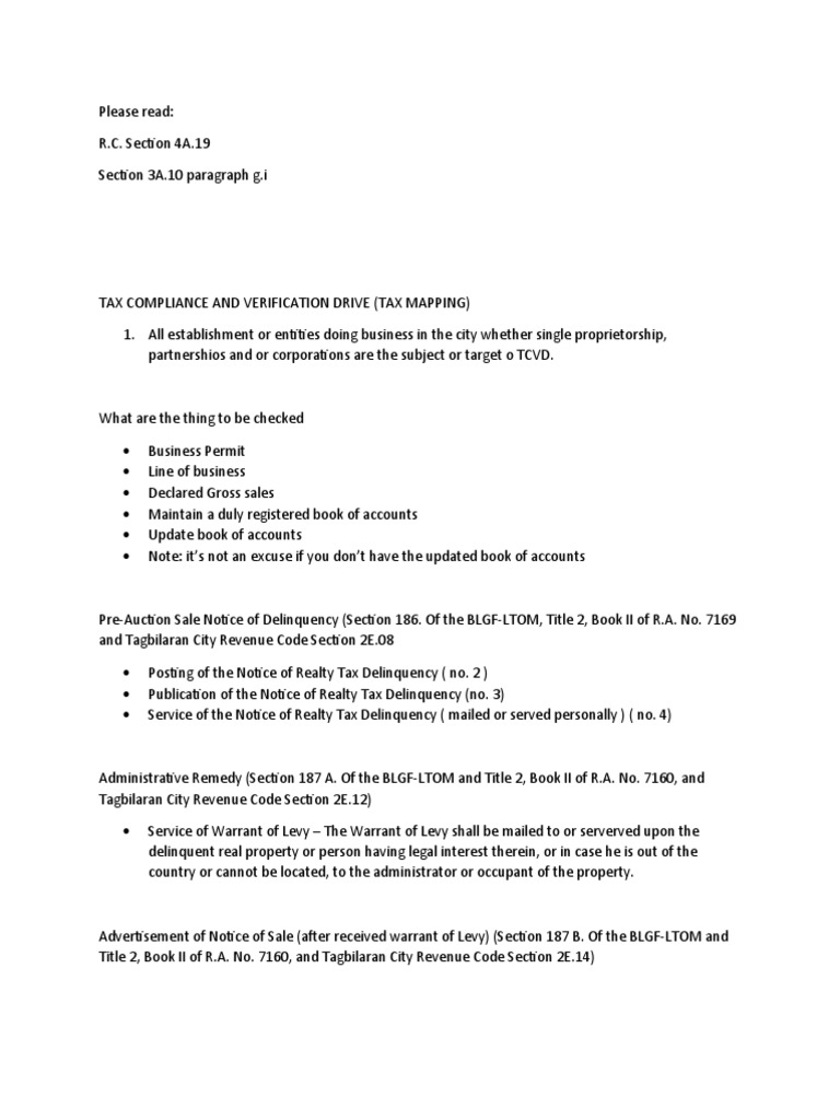 Tax Compliance and Verification Drive - Sop | PDF