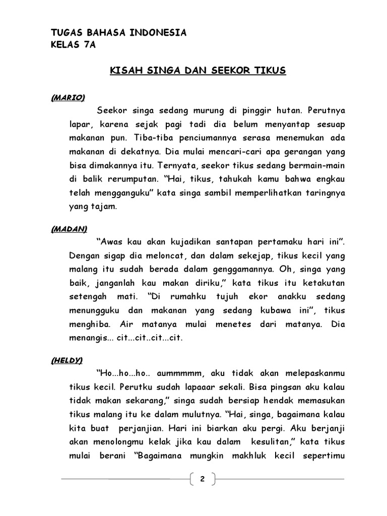 Kisah Singa Dan Seekor Tikus | PDF
