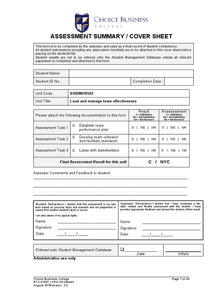 Done BSBWOR502 Assessment Tasks Workbook | PDF | E Commerce | Goal