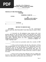 Sample MOTION FOR REDUCTION OF BAIL | PDF | Bail | Prosecutor