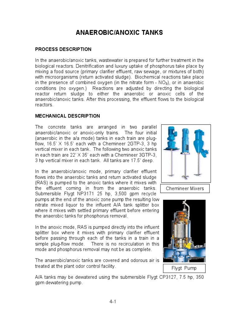 Anaerobic/Anoxic Tanks: Process Description | PDF | Sewage Treatment ...