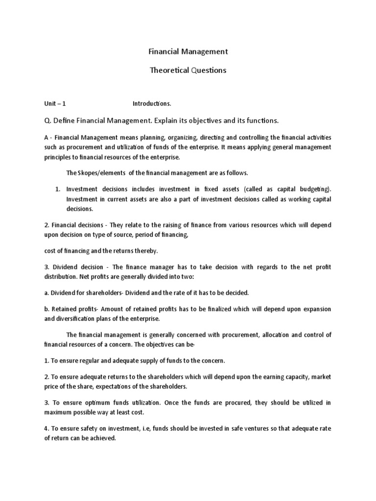 FM Theory Part - I | PDF | Profit (Economics) | Dividend