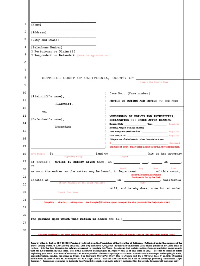 Generic Motion | PDF | Supreme Court Of California | Lawyer