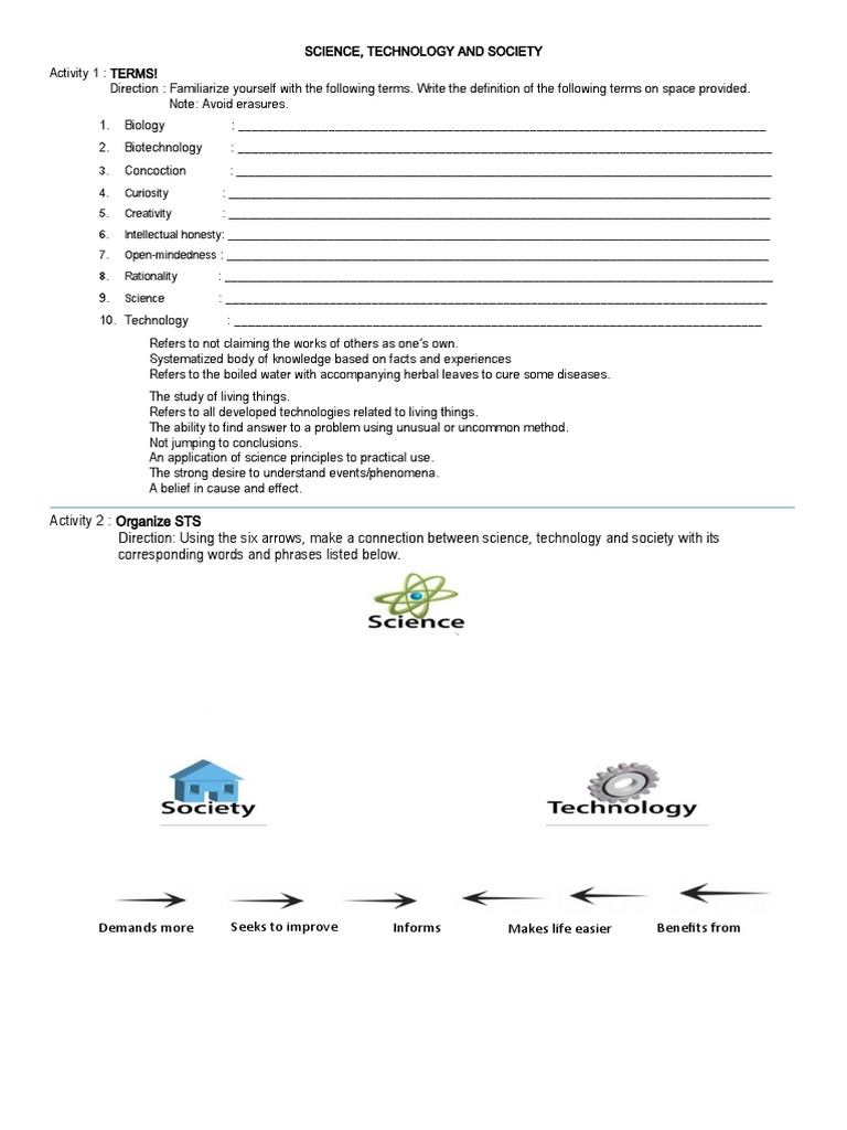 STS Activity 1 and 2 | PDF | Science | Cognition