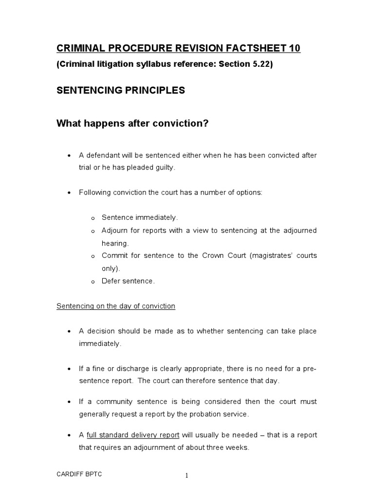 Criminal Procedure Revision Factsheet 10: (Criminal Litigation Syllabus ...