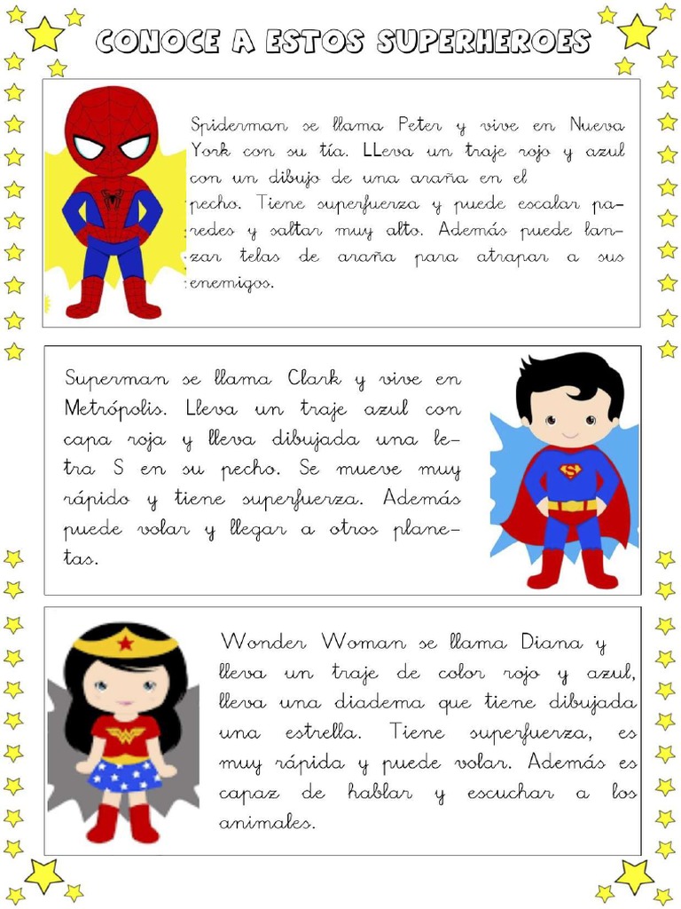 COMPRENSIÓN LECTORA Superhéroes | PDF