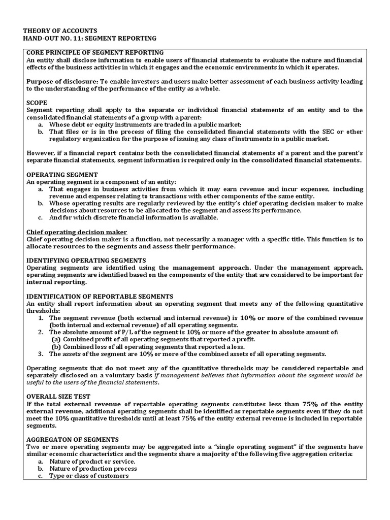 Segment Reporting Principles Explained | PDF | Financial Statement ...