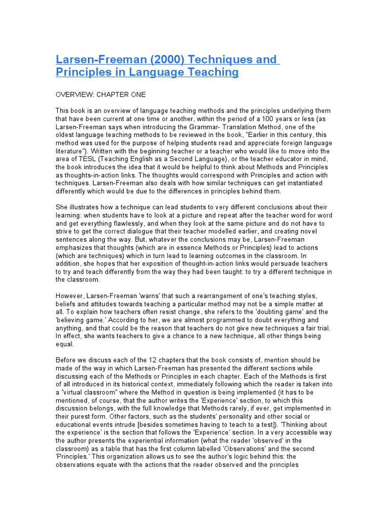 Larsen-Freeman (2000) Techniques and Principles in Language Teaching ...