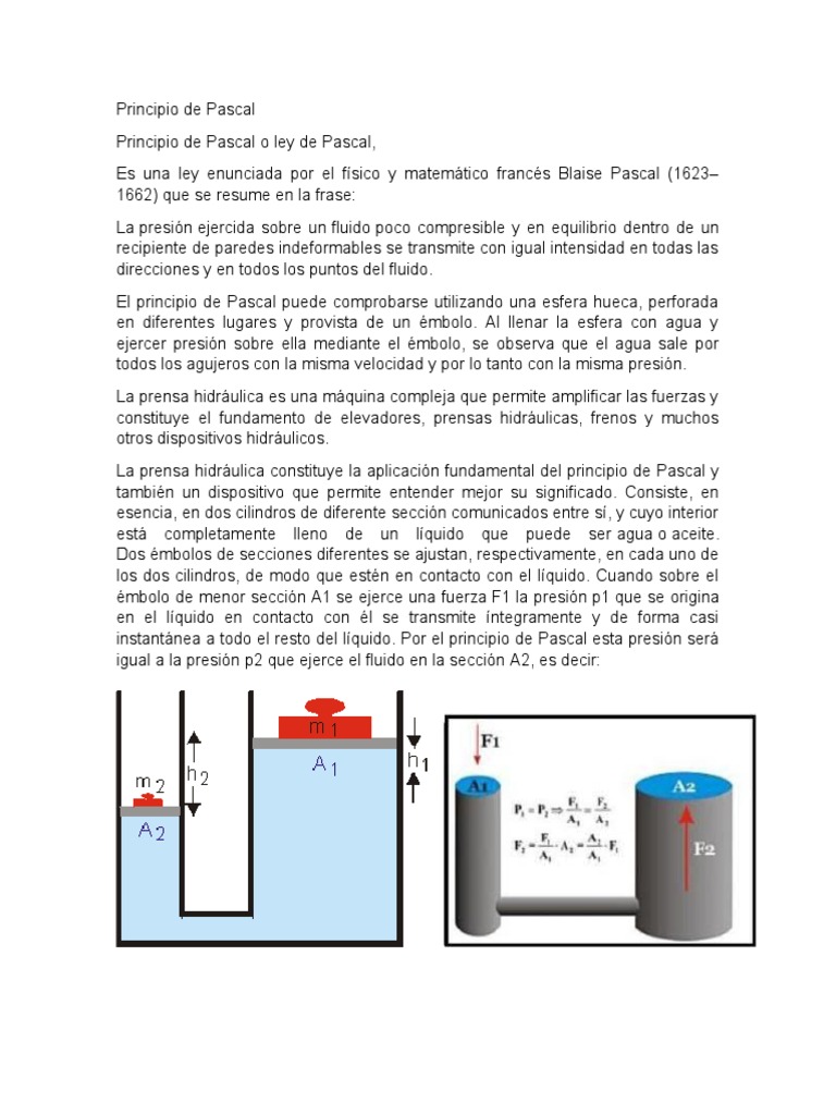 Principio de Pascal | PDF | Mecánica | Ingeniería mecánica
