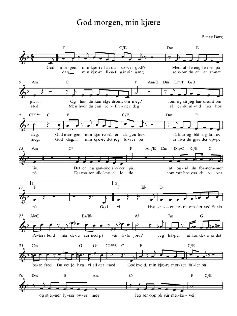 God Morgen, Min Kjære - Full Score | PDF