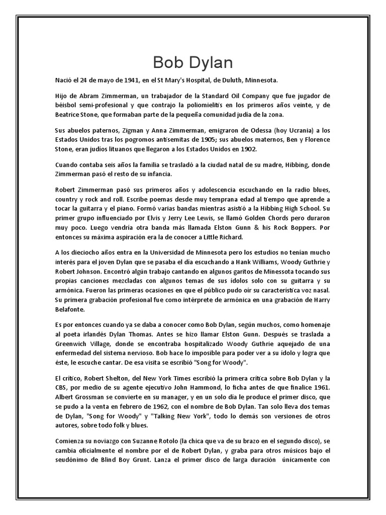 Bob Dylan | PDF | Bob Dylan | Industria de la música