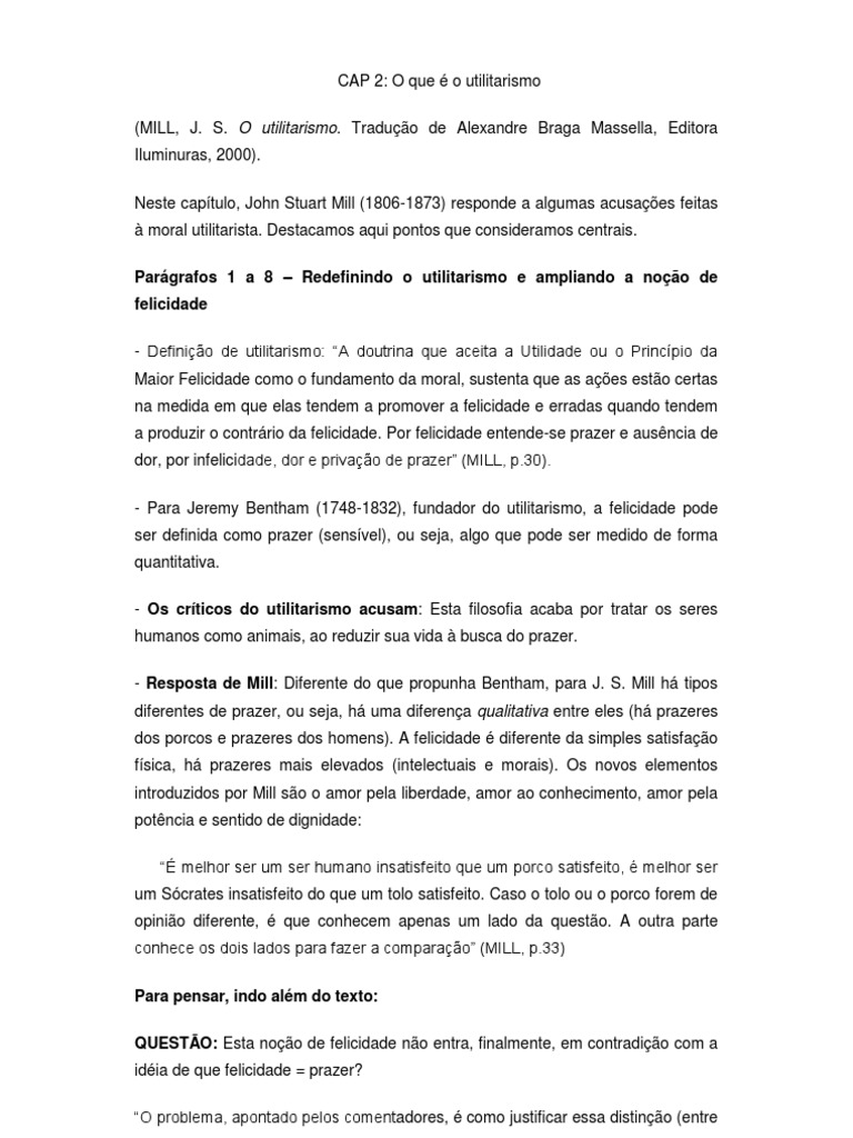 Esquema Stuart Mill e Barnard | PDF | Utilitarismo | Moralidade