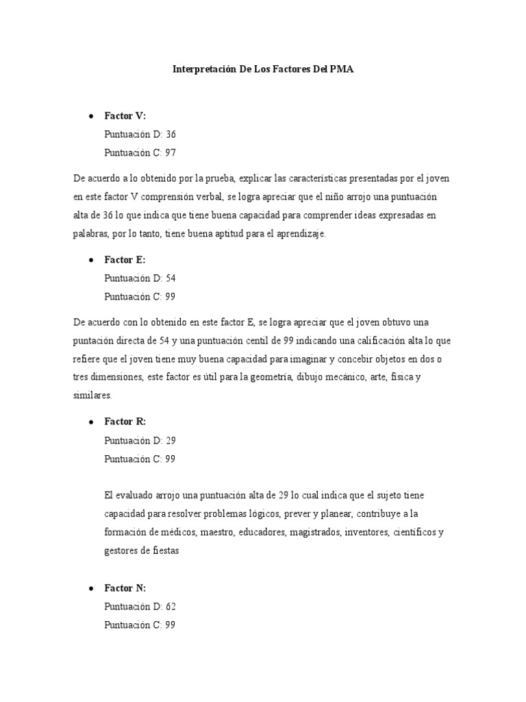 Interpretación de Los Factores Del PMA | PDF | Epistemología ...