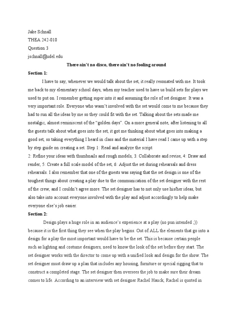 Theatre Assignment | PDF