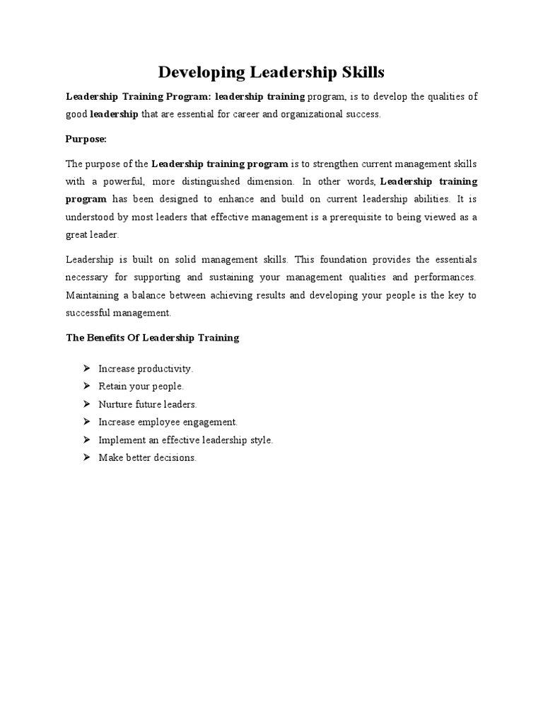 Developing Leadership Skills: Leadership Training Program: Leadership ...