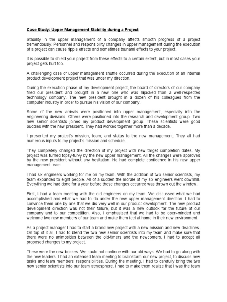 Case Study # 4 Upper Management Stability | PDF | Project Management ...