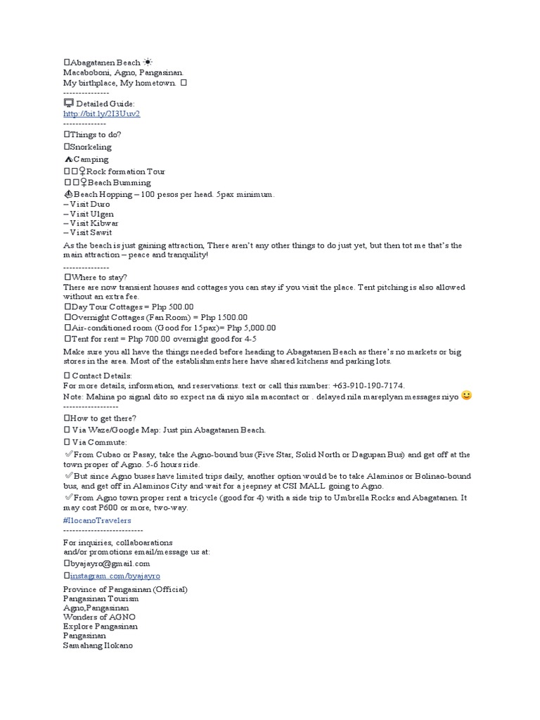 Abagatanen White Sand Beach | PDF | Leisure | Nature