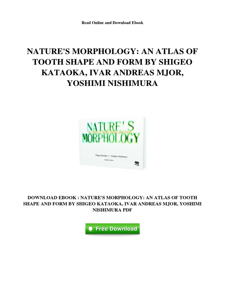 Natures Morphology An Atlas of Tooth Shape and Form by Shigeo Kataoka Ivar Andreas Mjor Yoshimi ...