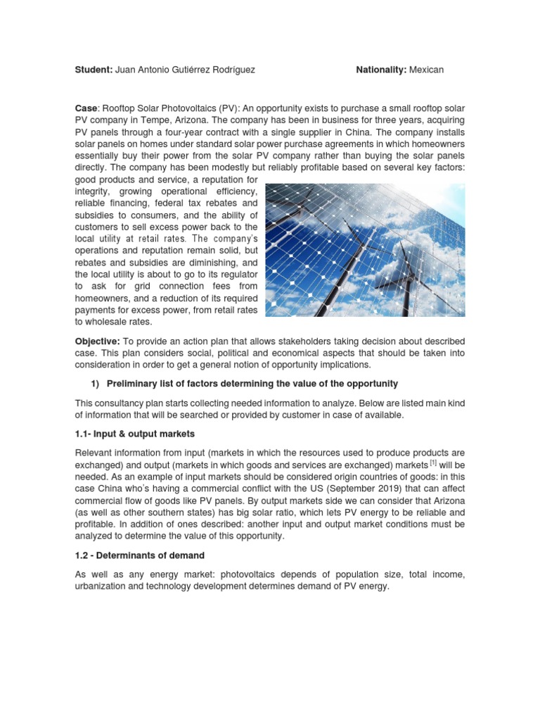 Peer-Graded Assignment - BOp Case Study by Juan Antonio Gutierrez | PDF | Photovoltaics | Solar ...