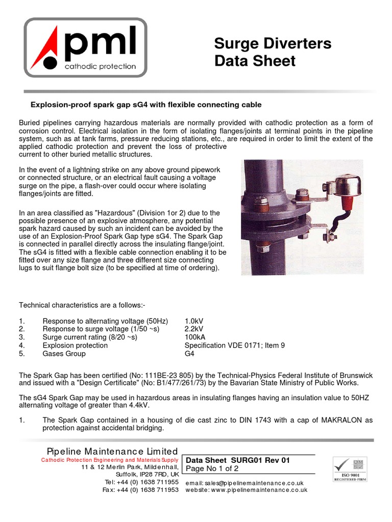 Surge Diverters Data Sheet: Explosion-Proof Spark Gap sG4 With Flexible ...
