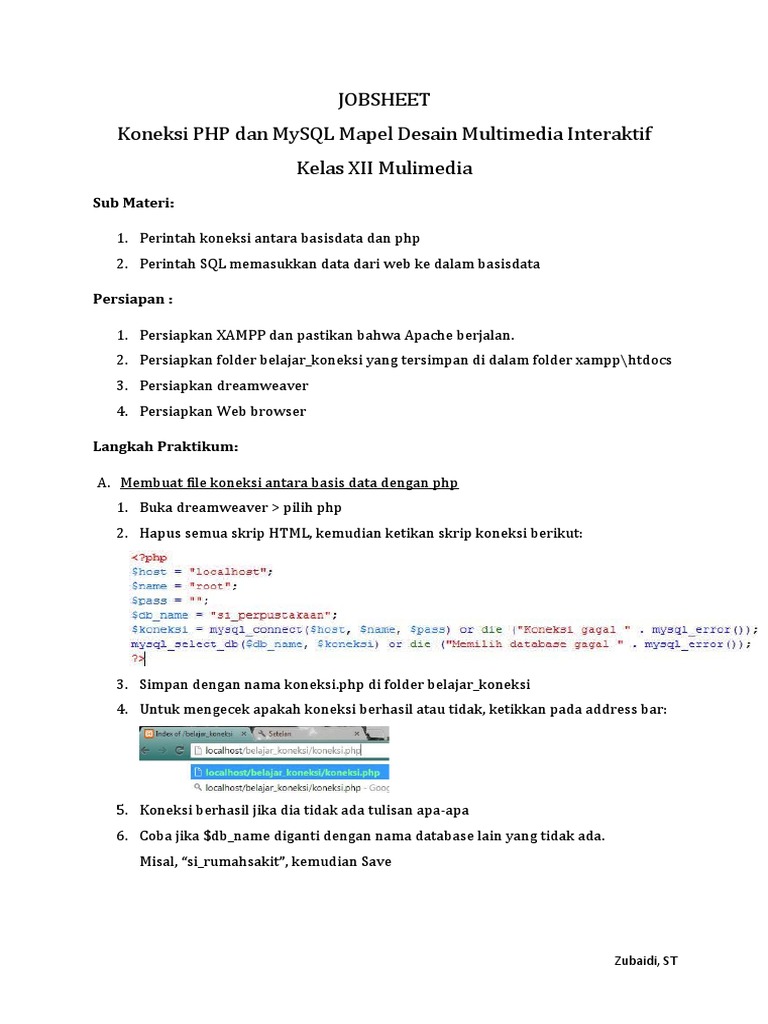 JOBSHEET Koneksi PHP&MySQL Bagian 1 | PDF