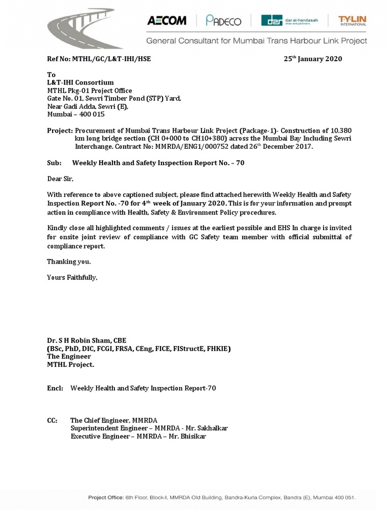 Weekly Health and Safety Inspection Report-70 - 4th Week January 2020 ...