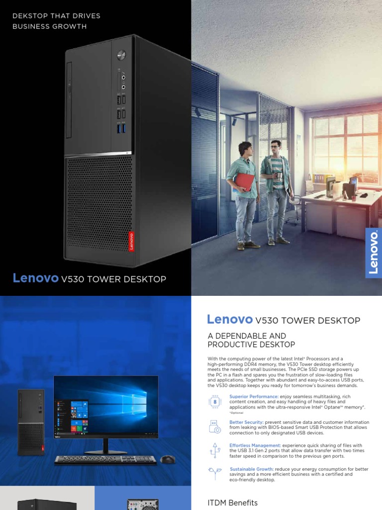Lenovo V530 Tower Datasheet EN | PDF | Solid State Drive | Usb