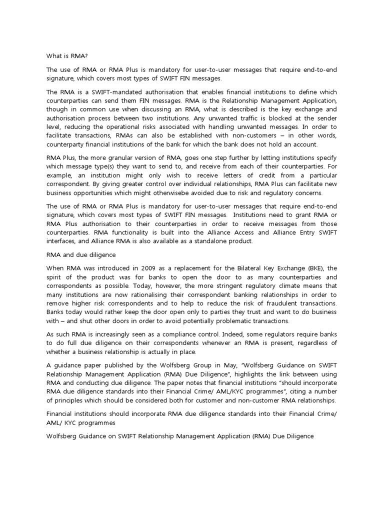 What Is RMA | PDF | Business Law | Banking