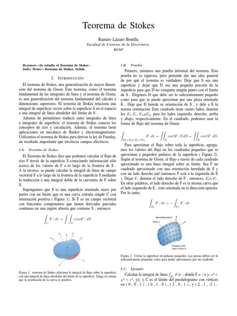 Teorema de Stokes | PDF | Integral | Cálculo multivariable