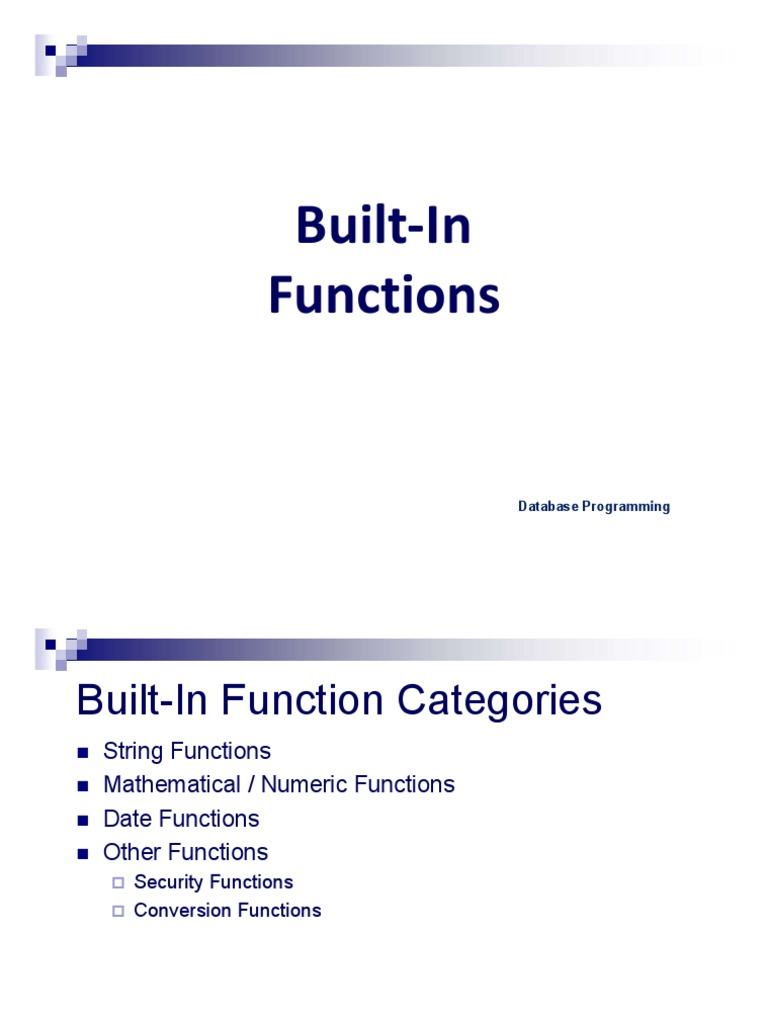 A Comprehensive Guide To Common Built In Functions In Database Programming Pdf String