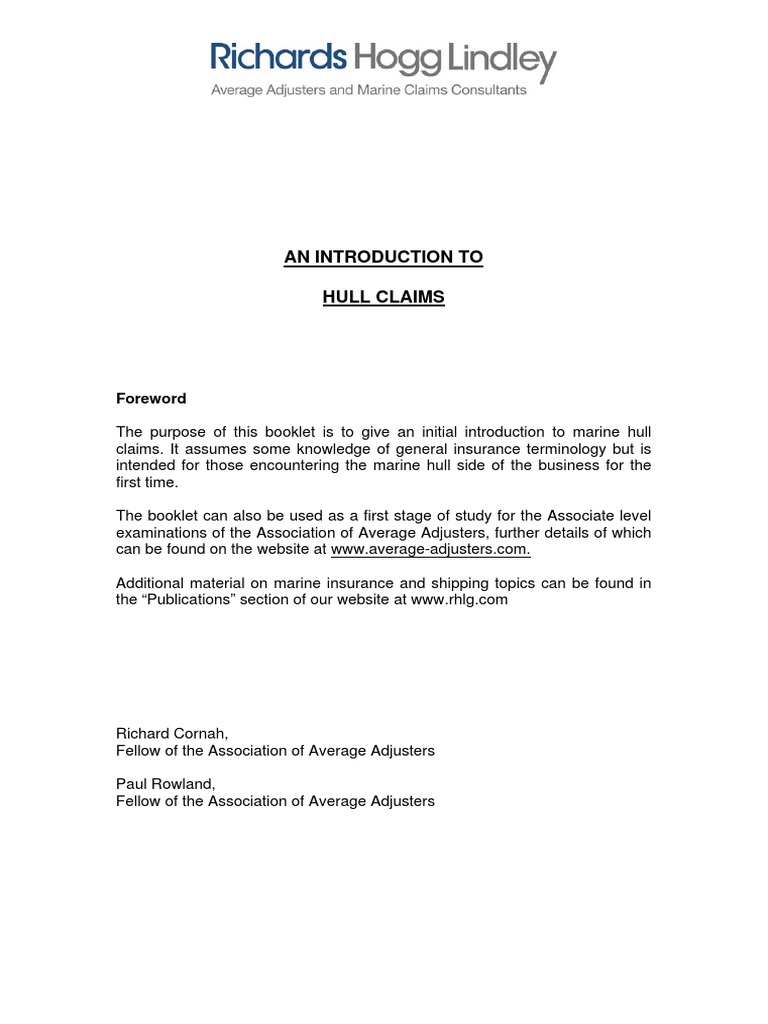 Introduction To Hull Claims | PDF | Oil Tanker | Tonnage