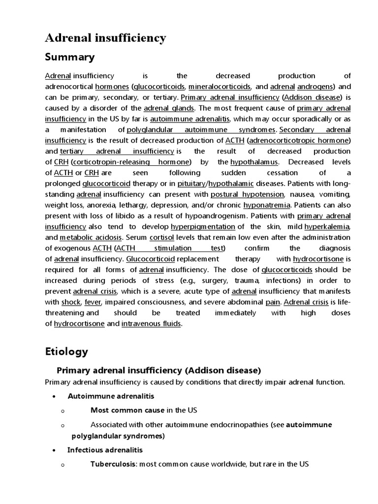 Adrenal Insufficiency | PDF | Adrenal Gland | Glands
