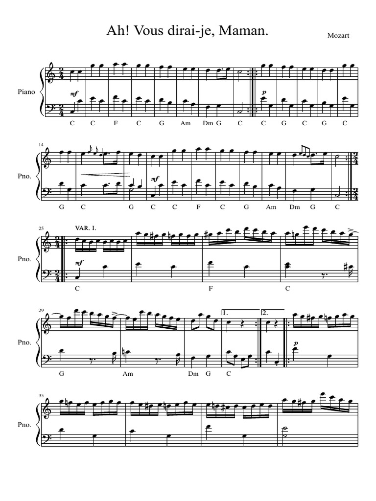 Ah Vous Dirai-Je Maman. - Mozart | PDF