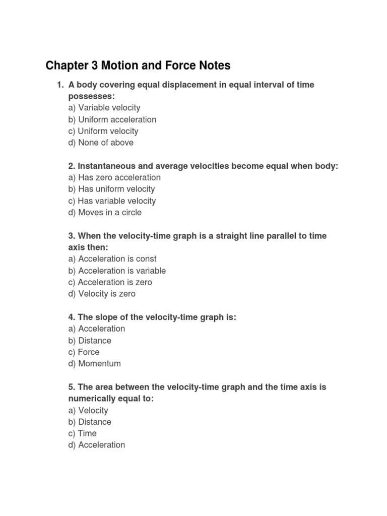 Chapter 3 Motion and Force | PDF | Acceleration | Velocity