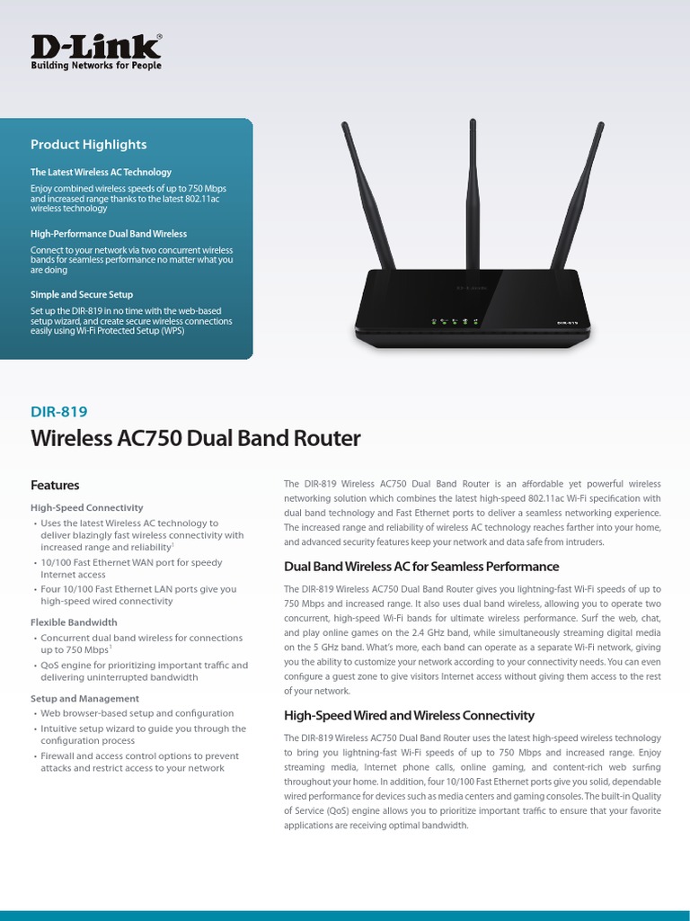 Wireless AC750 Dual Band Router: Product Highlights | PDF | Wi Fi ...