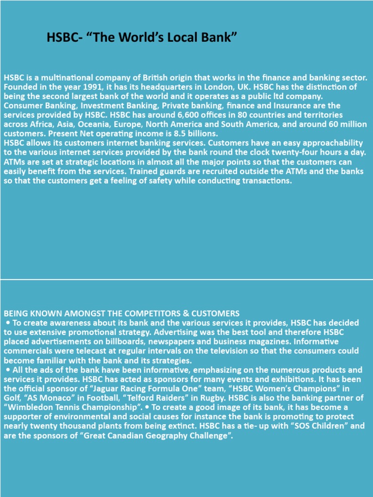 HSBC-"The World's Local Bank" | PDF | Hsbc | Outsourcing