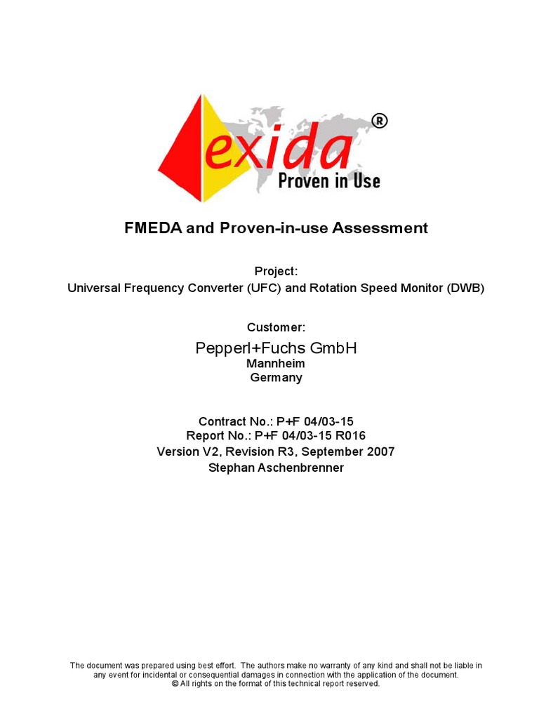 Fmeda and Proven-In-Use Assessment: Pepperl+Fuchs GMBH | PDF | Safety ...
